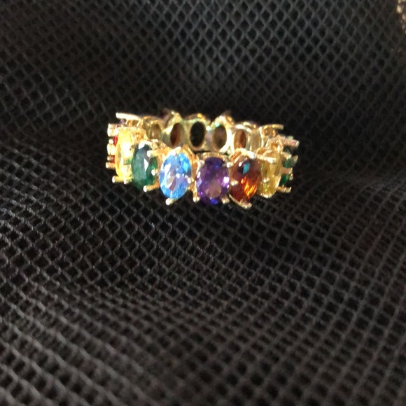 Jewelry | Multi Colored Stone Band Ring | Poshmark